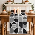 Black Semicircles Dining Table Runner, Boho Art Modern Charcoal ...
