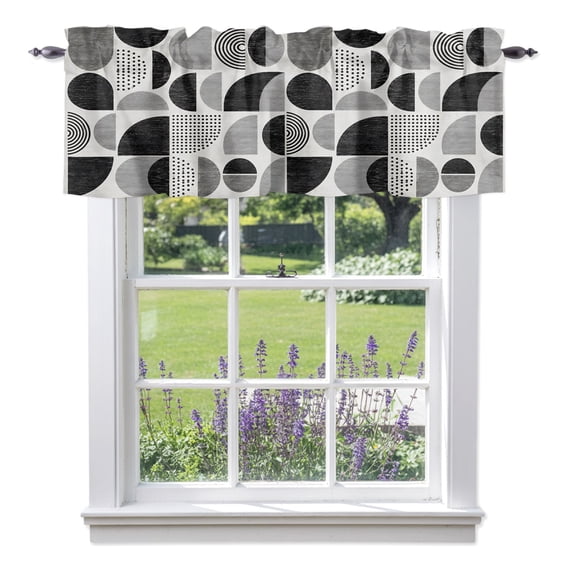 Black Semicircles Valances for Windows, Boho Art Modern Charcoal ...
