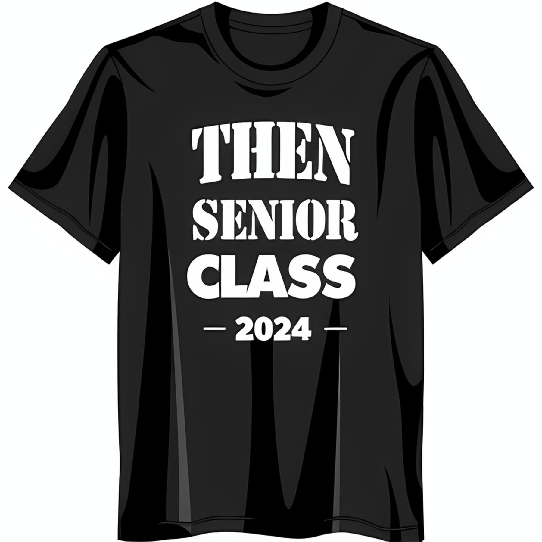 Black Senior Class 2024 T-Shirt Bold White Text Design for Graduates ...