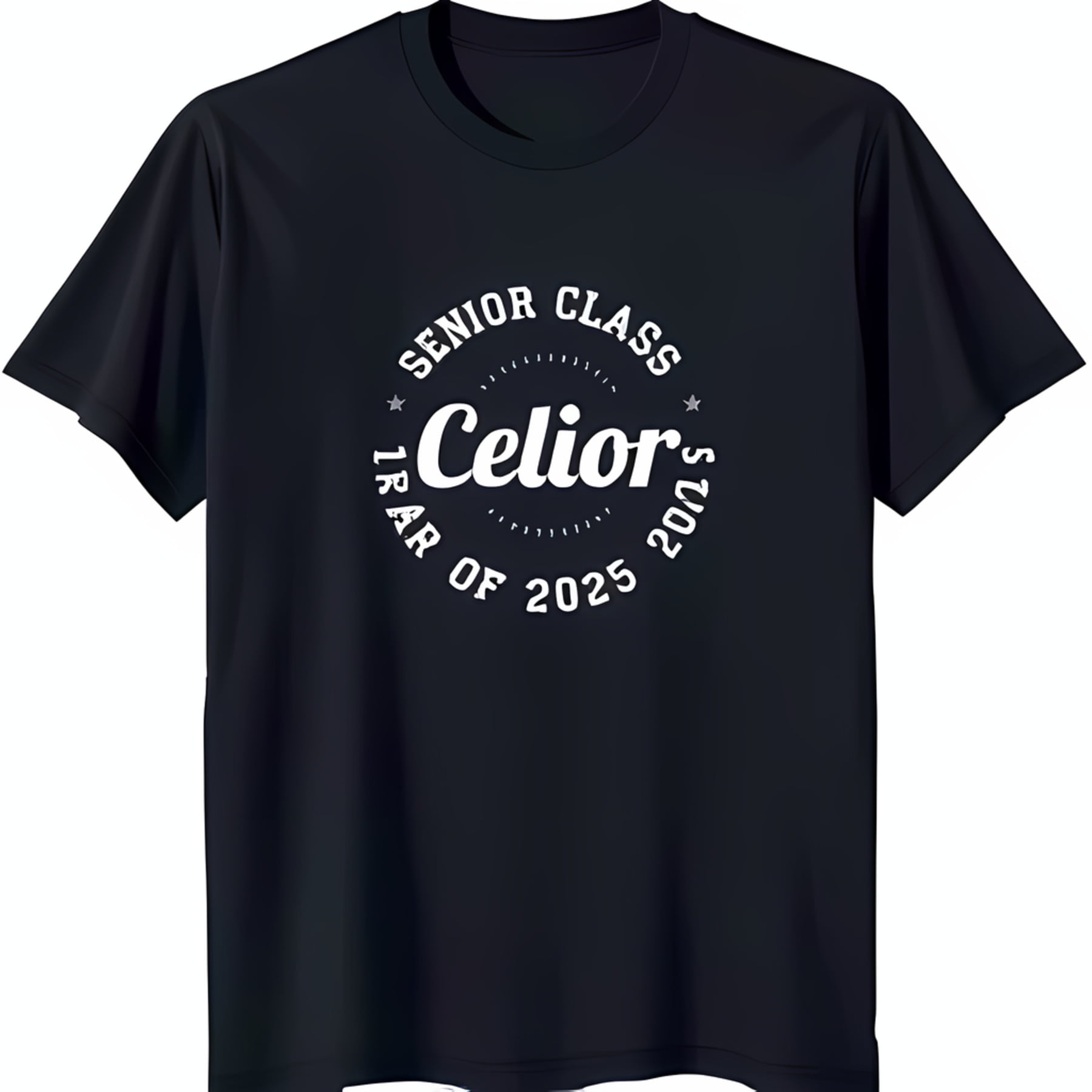 Black Senior Class T Shirt With White Circle Design Celior Class Of 2025