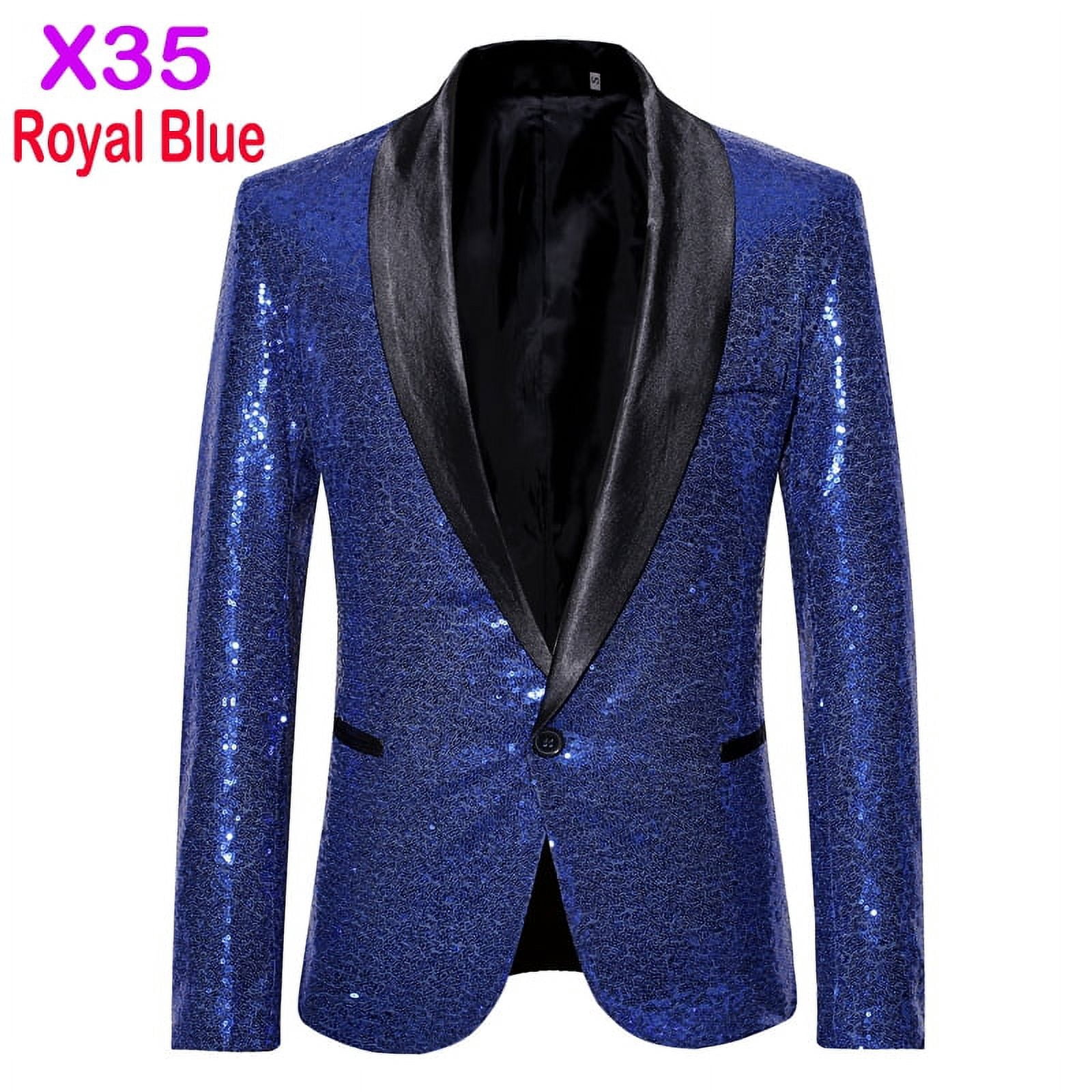Black Sequin One Button Shawl Collar Suit Jacket Men Bling Glitter ...