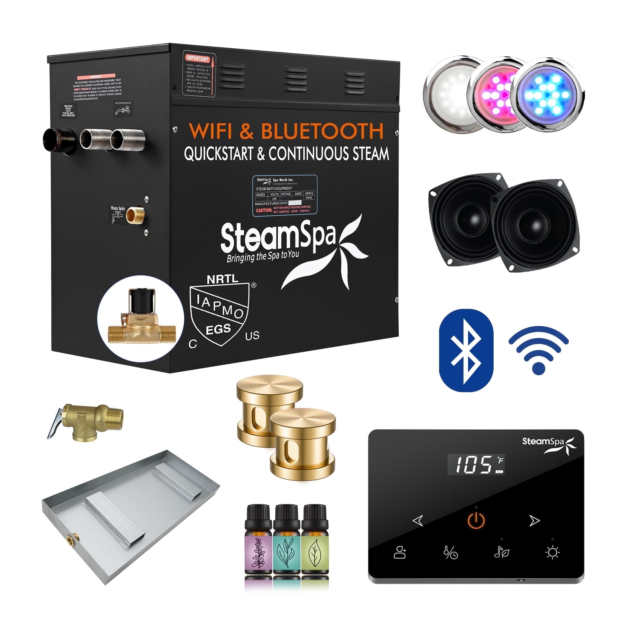 Black Series 10.5KW Steam Bath Generator with Advanced Touch Screen ...