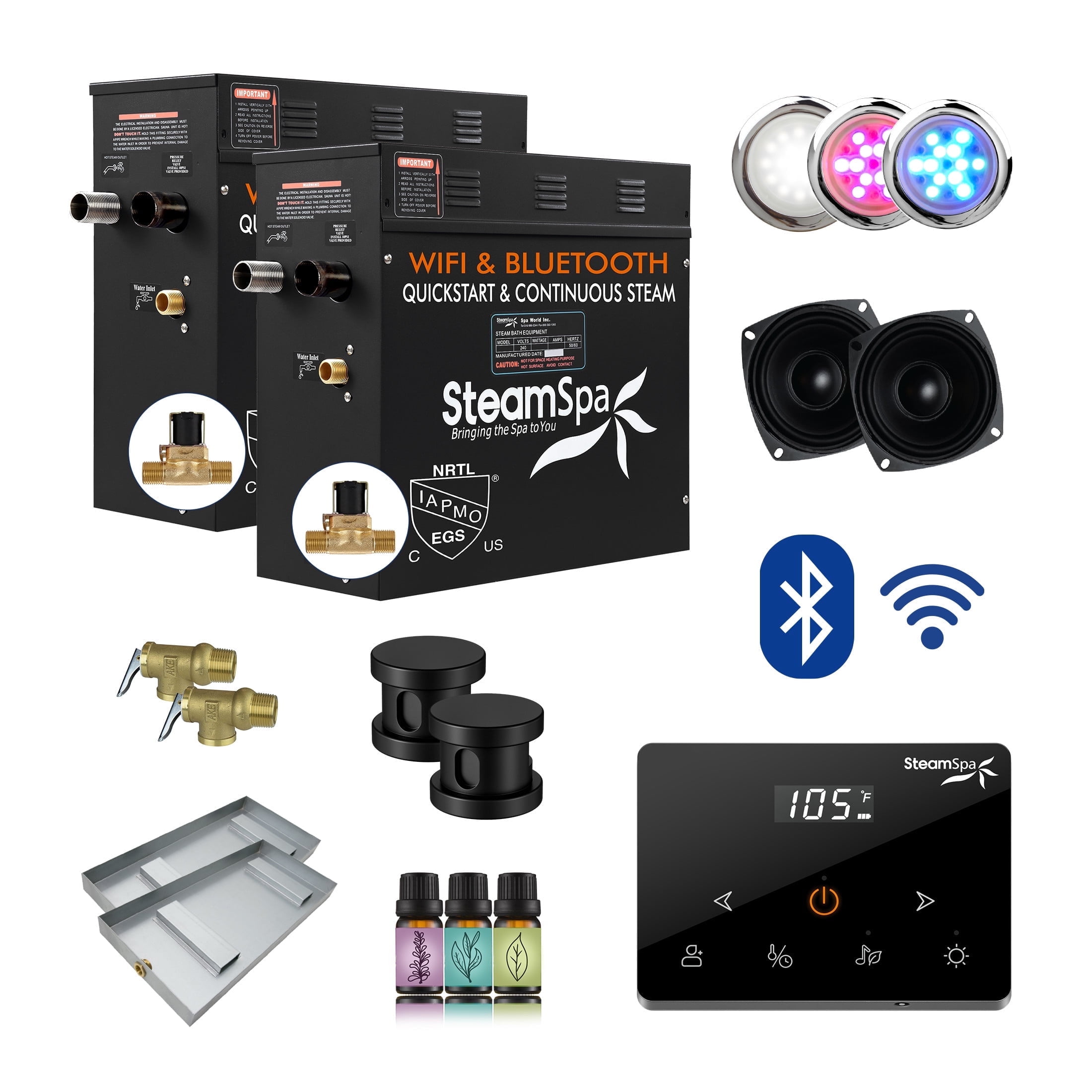 Black Series 18KW Steam Bath Generator with Fully Wireless Remote ...