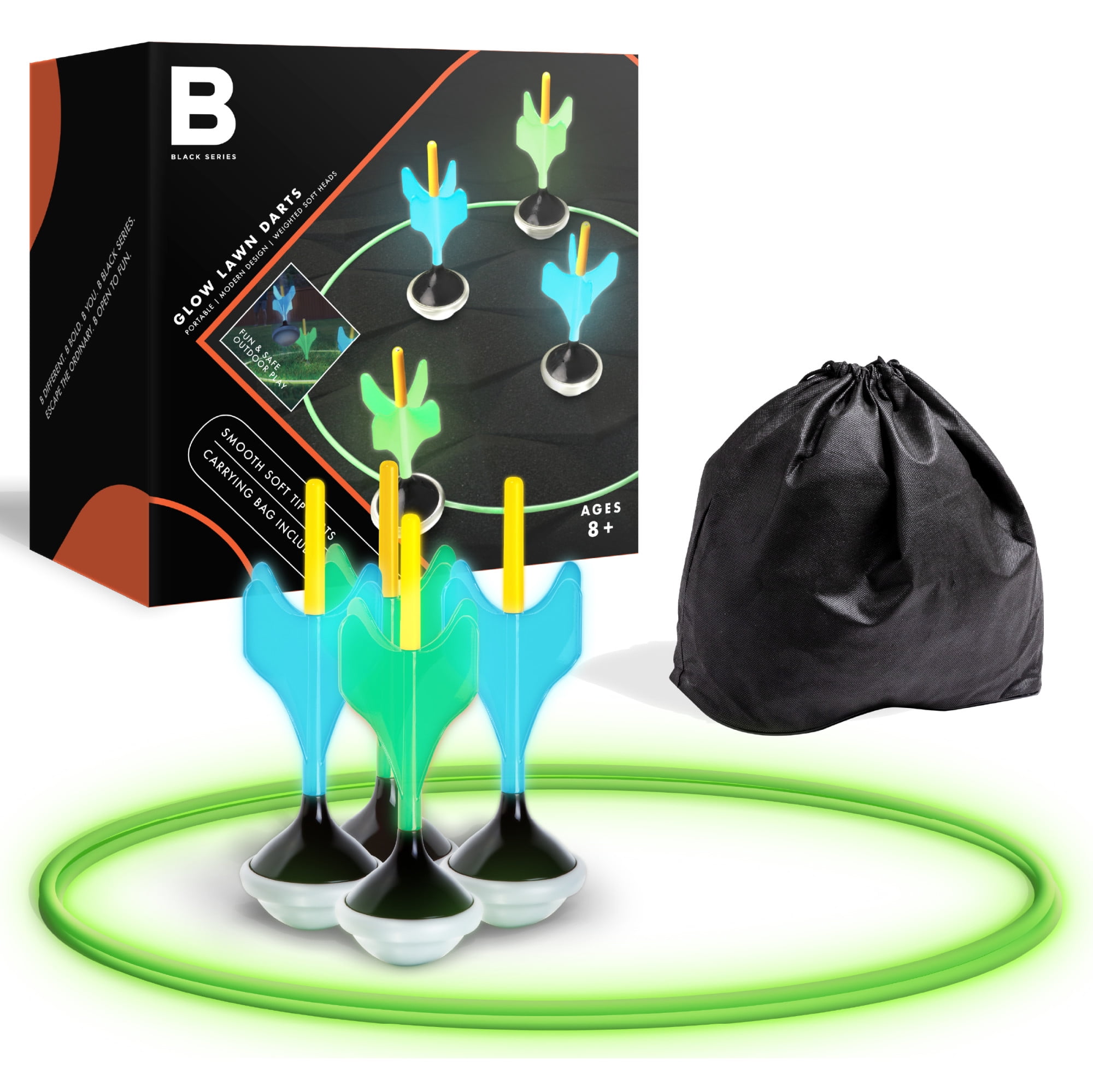 Black Series Glow in the Dark Lawn Darts Game Set, Soft Tip, Outdoor ...