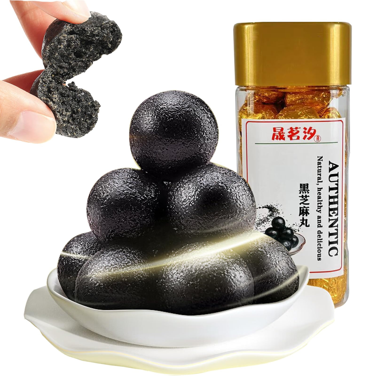 晟茗汐 Black Sesame Ball AKF18 Handmade Sesame Pills Honey Sesame Balls ...