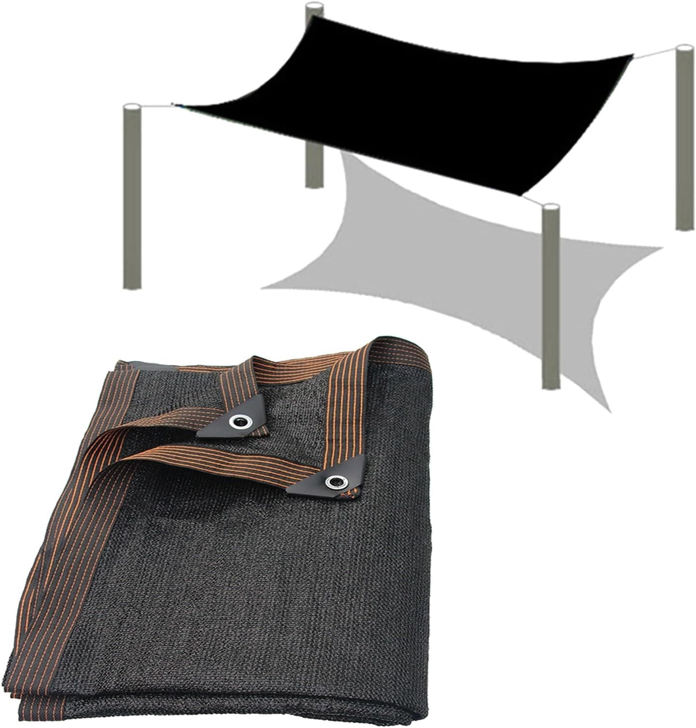 Black Shade Cloth with 90% shading rate, featuring aluminum grommets ...