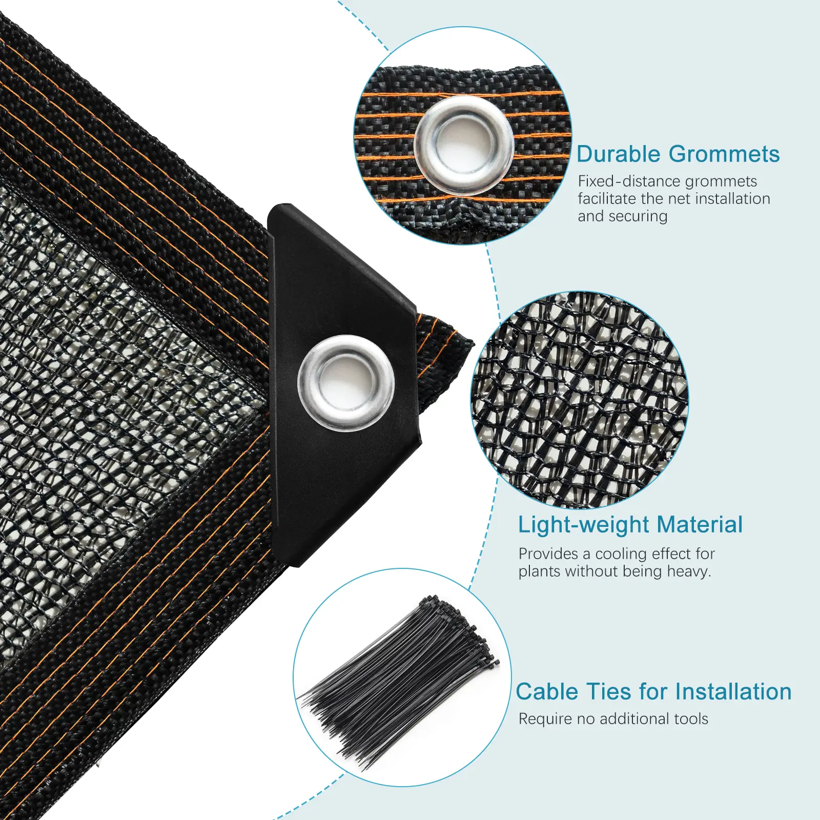 Black Shade Net with Grommets, High-Density Sun Protection - Walmart.com