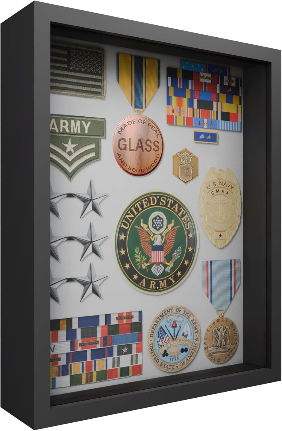 Black Shadow Box Frame, Tempered Glass Front and Solid Wood Border, 2.5 ...