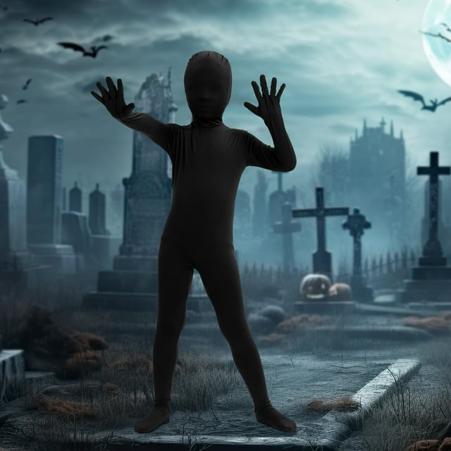 Syncfun Black Shadow Demon Costume for Kids, Full Bodysuit Skin Costume ...