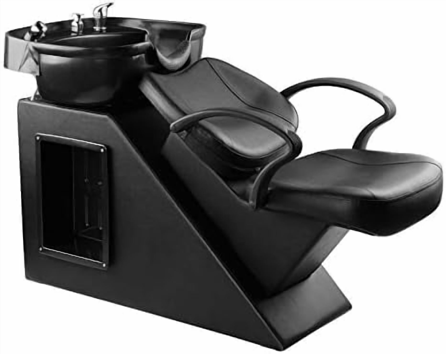 Black Shampoo Bowl Chair Set, Salon Backwash Unit with Deep ABS Sink ...