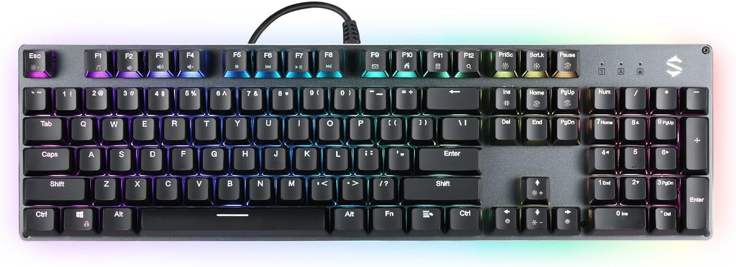 Black Shark Red Switch Mechanical Keyboard, 104 Keys Gaming Keyboard ...