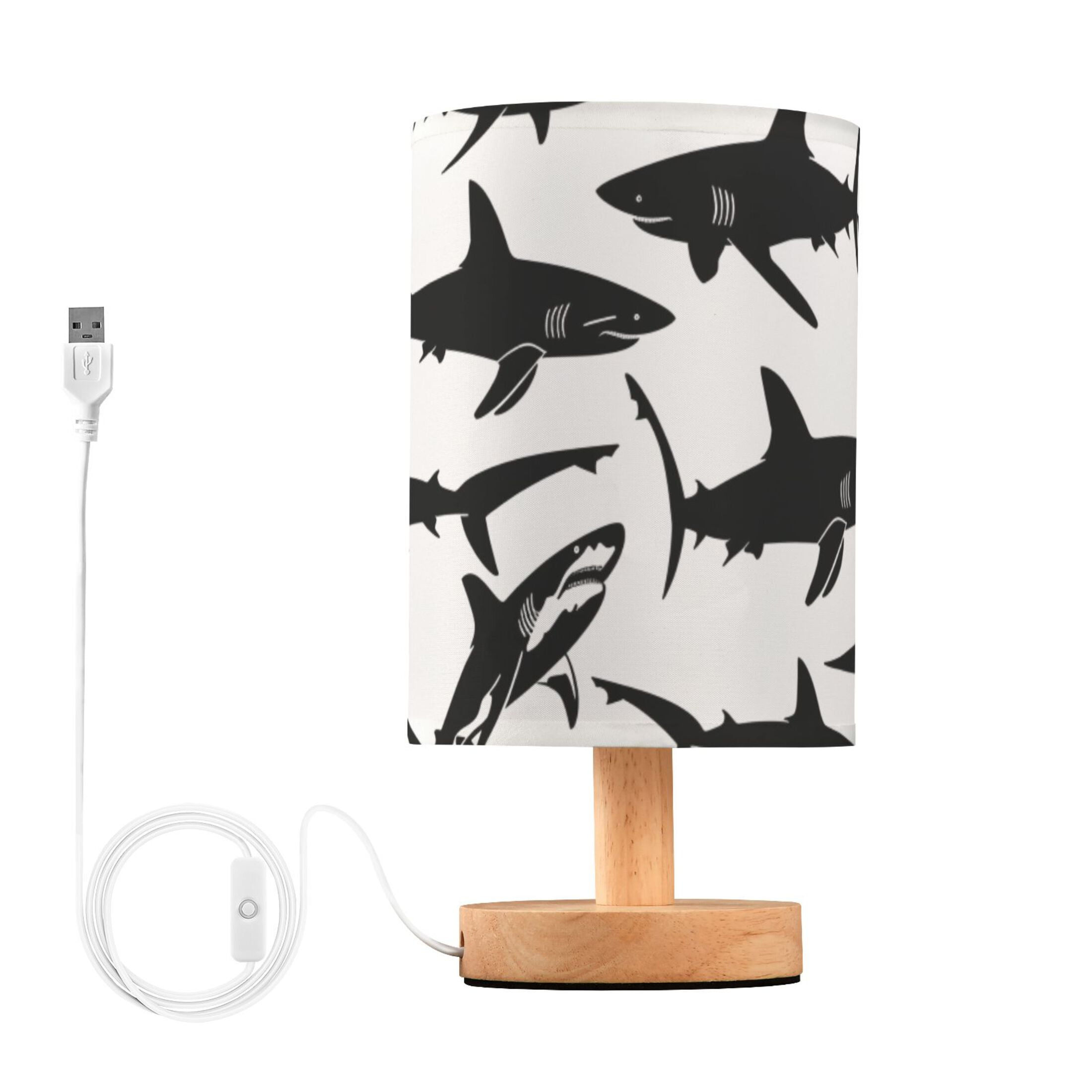 Black Shark Silhouettes Bedside Desk Lamp LED Table Nightstand Lamps ...