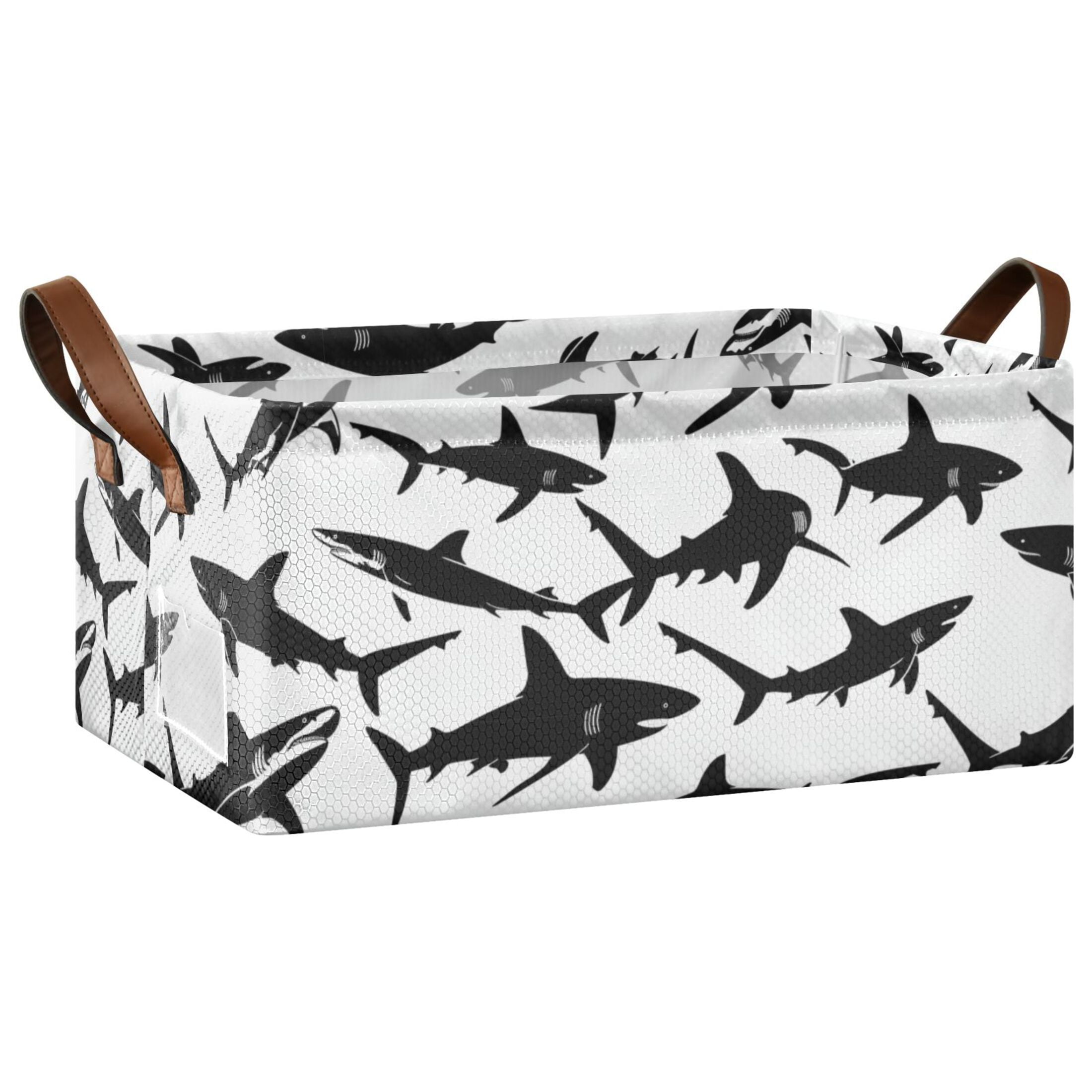 Black Shark Silhouettes Collapsible Storage Bins Fabric Shelf Baskets ...