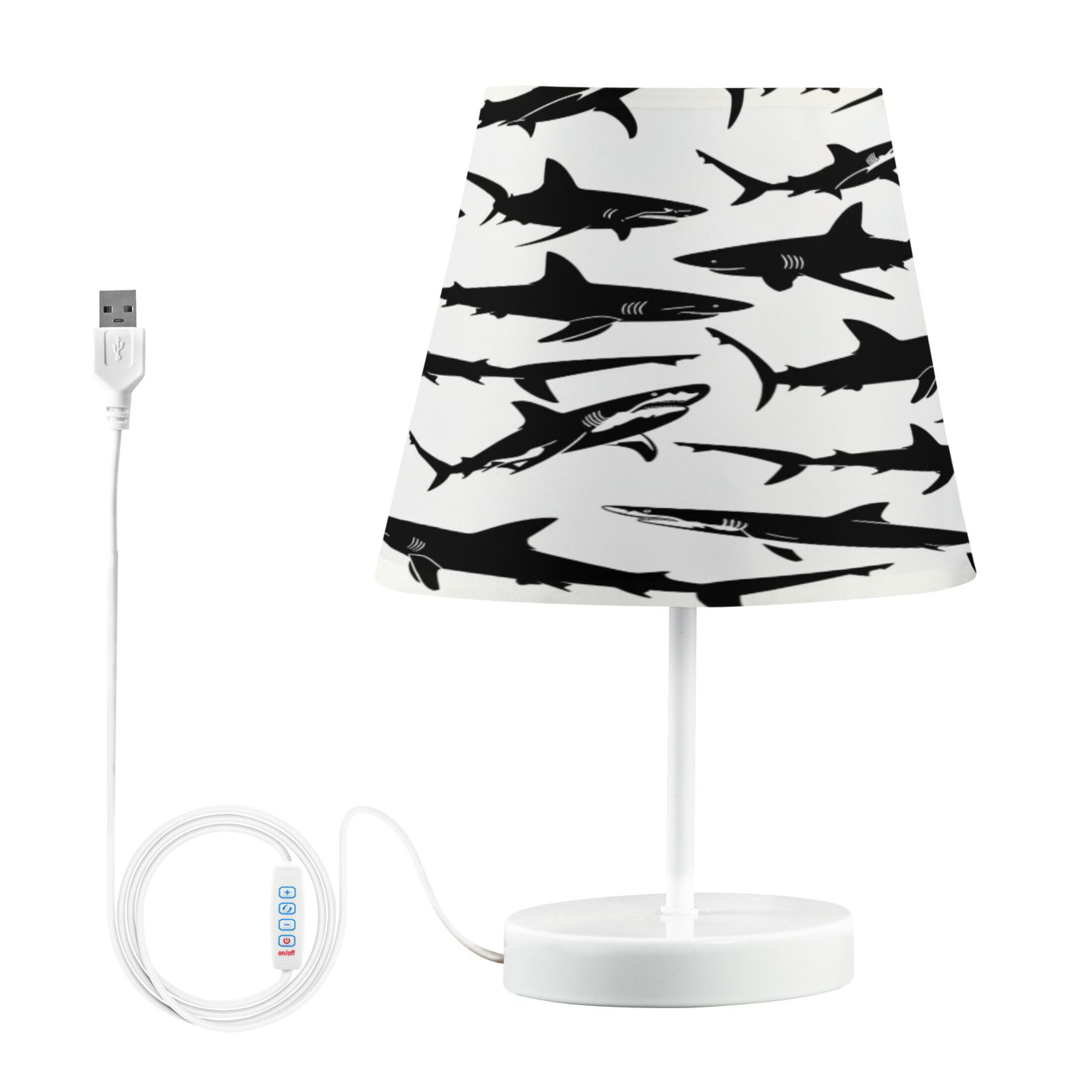 Black Shark Silhouettes Desk Lamp LED Table Nightstand Lamps with 3 ...