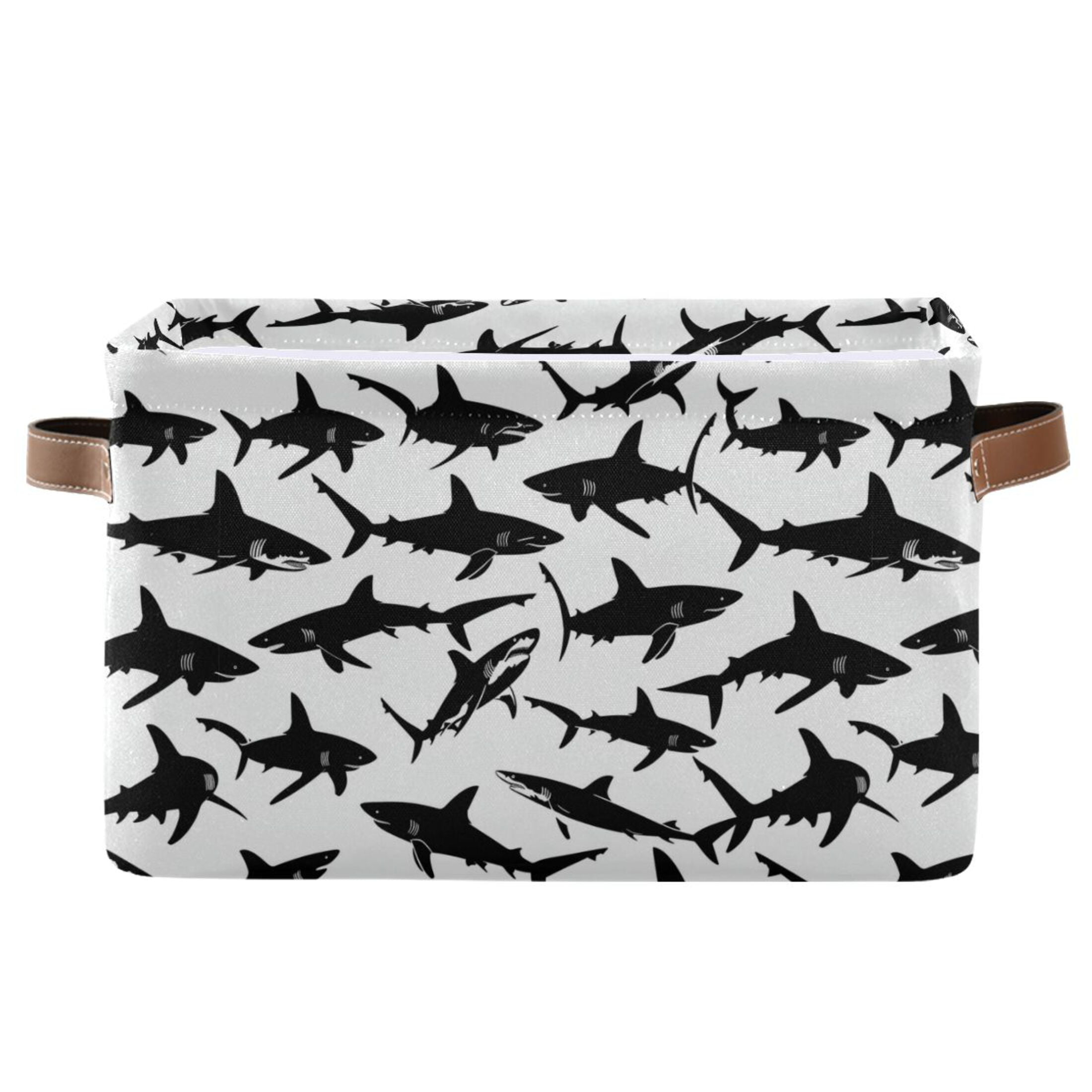 Black Shark Silhouettes Storage Bins with Handle Fabric Organizer ...