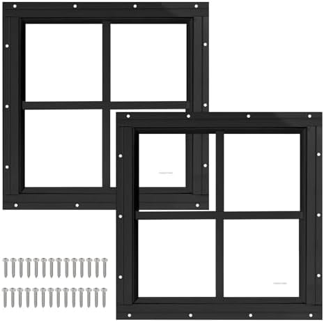 Black Shed Window with Tempered Glass Household Windows with Screws for ...
