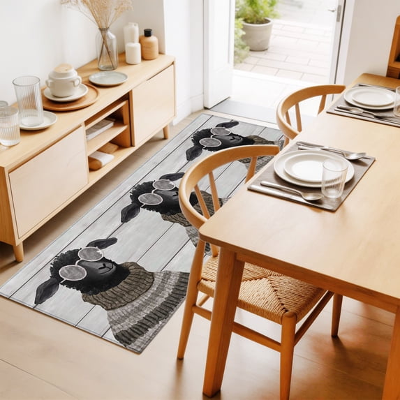 Black Sheep 2'x6' Runner Rug for Hallway Walkway Kitchen Galley ...