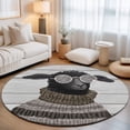 Black Sheep 7' Round Rug for Living Room Conversation Area, Glasses ...