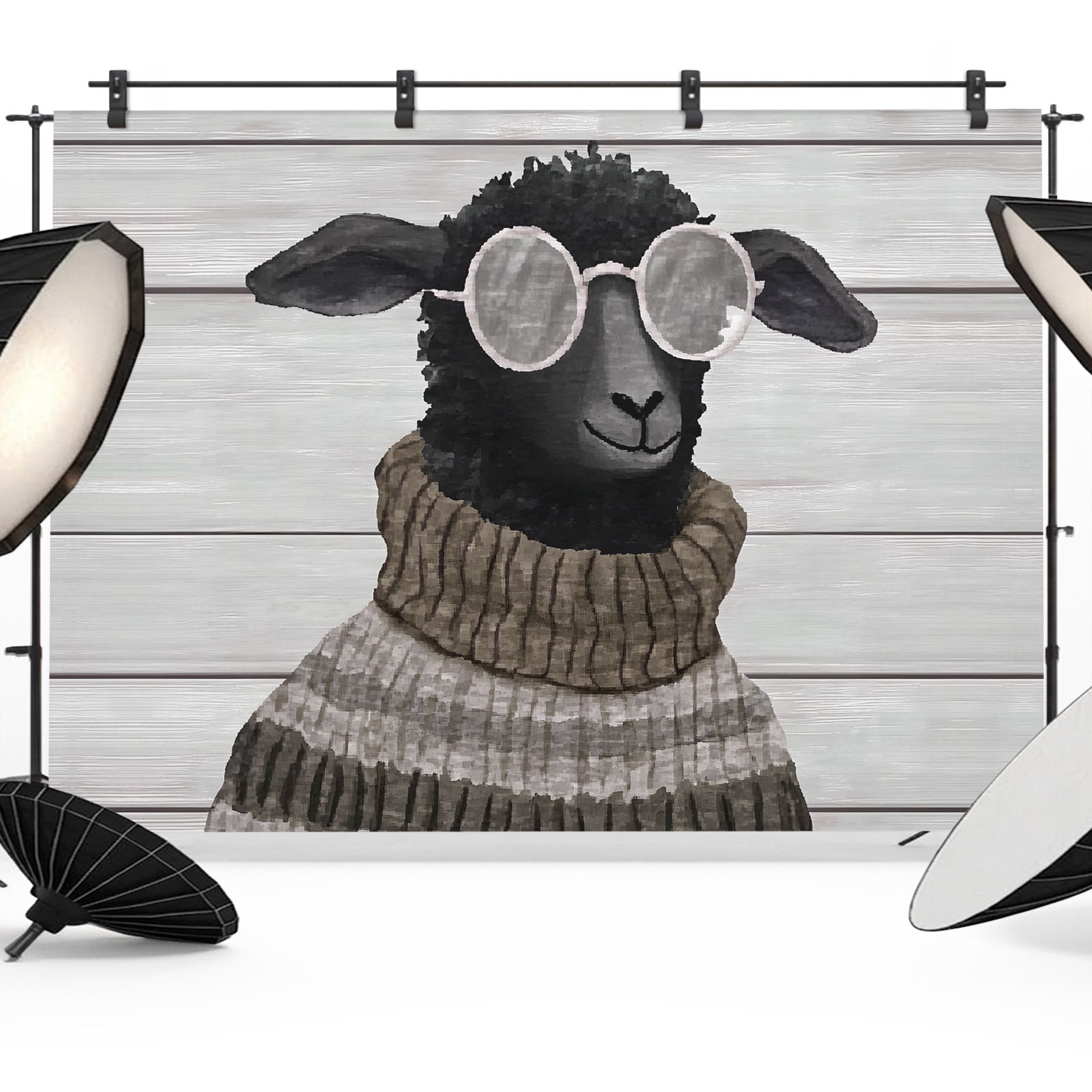Black Sheep Backdrops for Photography, Glasses Brown Sweater Wood Grain ...