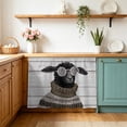 Black Sheep Cabinet Curtains 11" W x 13" L Glasses Brown Sweater Wood ...