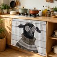 Black Sheep Cabinet Curtains 35" W x 35" L Glasses Brown Sweater Wood ...