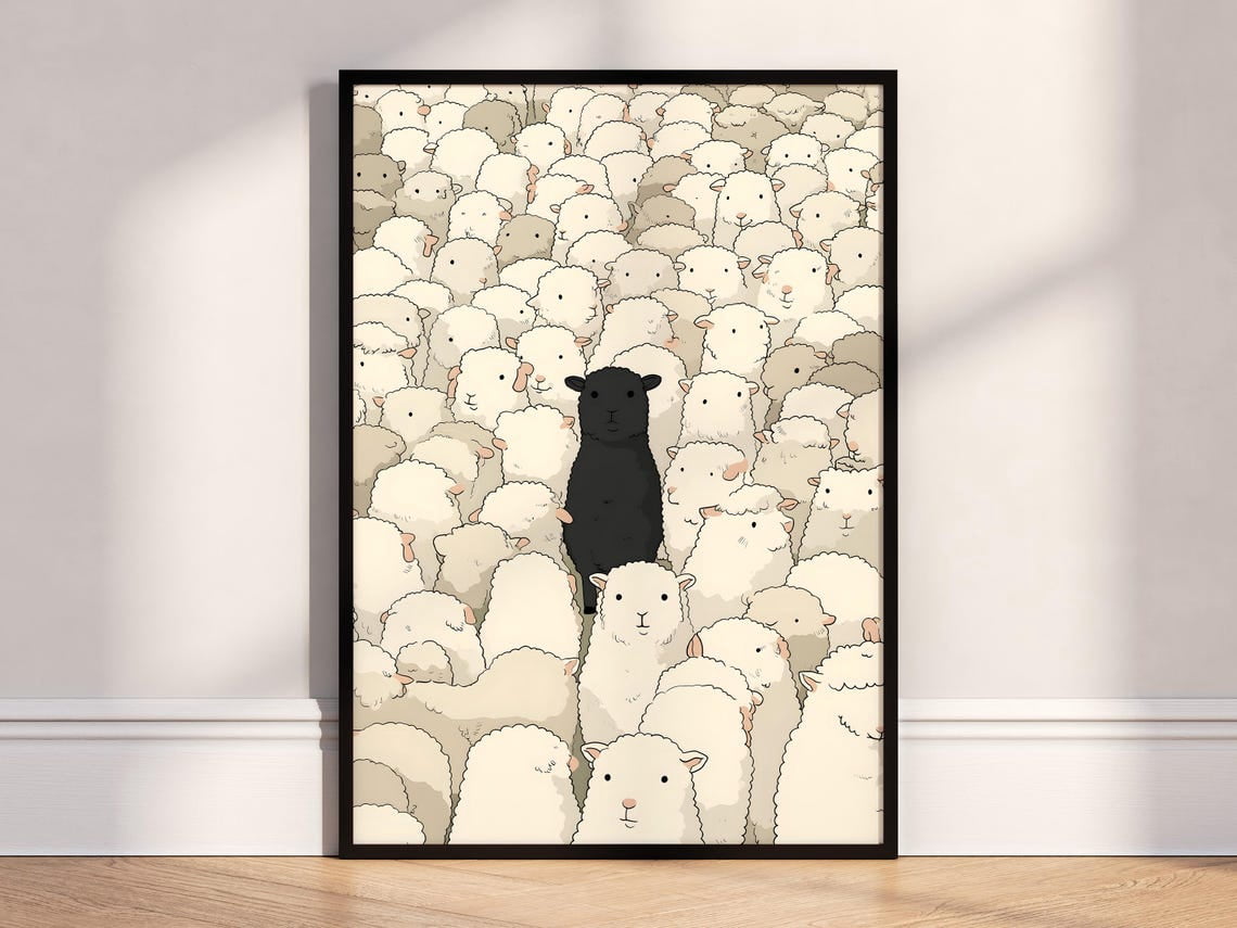 Black Sheep Cute Animal Wall Art Poster Unframed Paper Print - Walmart.com