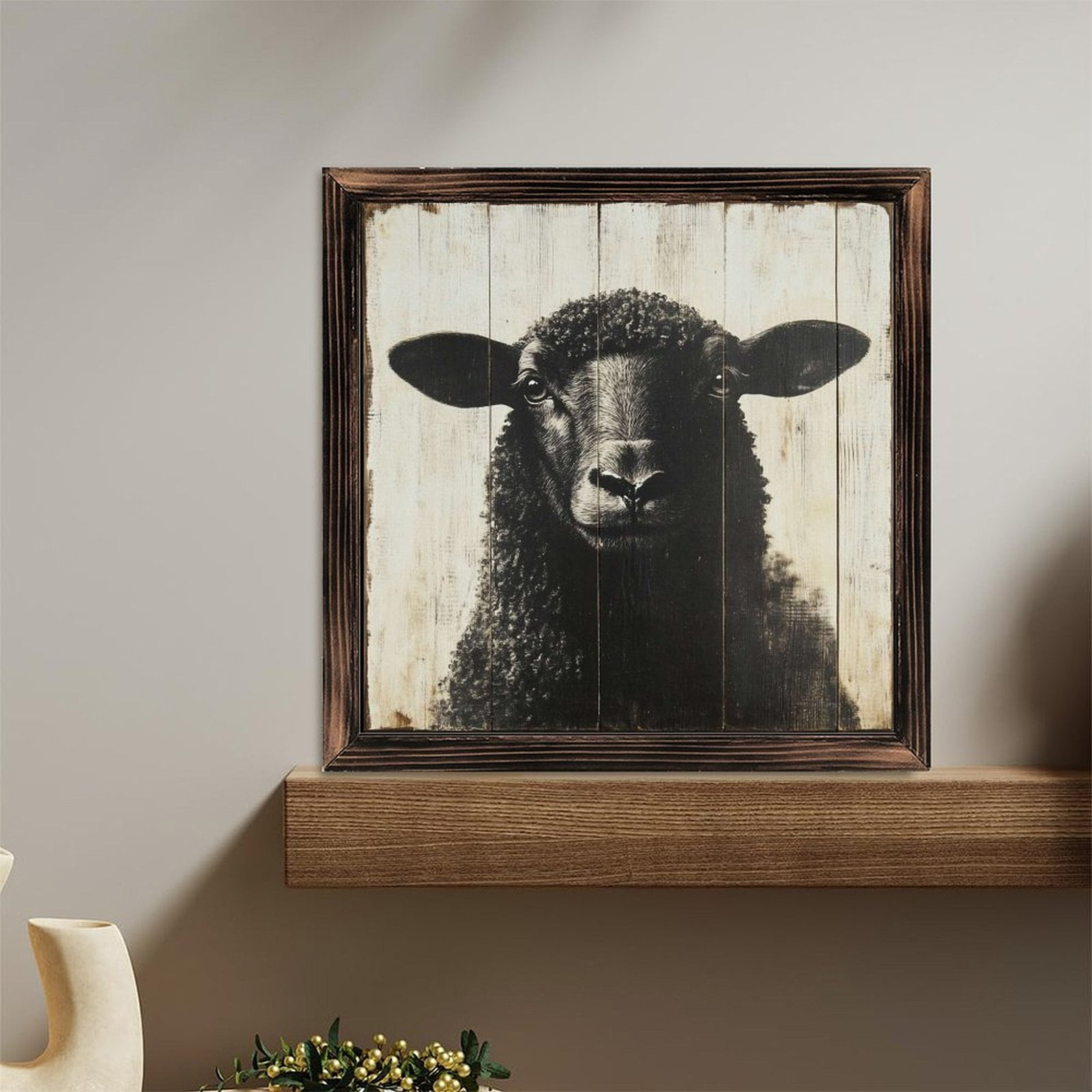 Black Sheep Farmhouse Art Wooden Sign Wall Plaque - Vintage Art ...