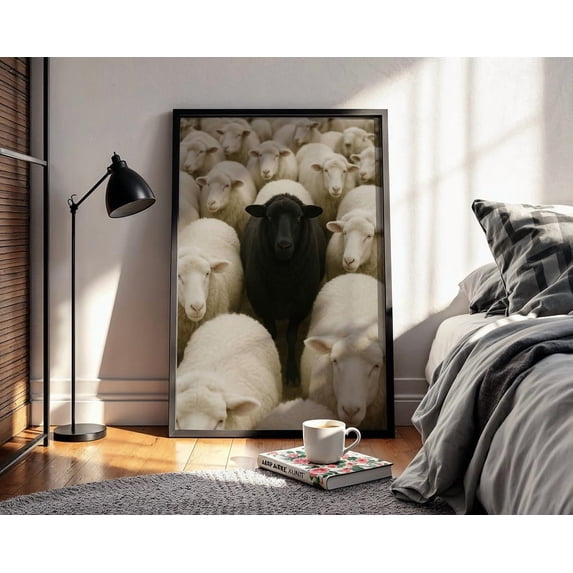 Black Sheep Motivational Print Quirky Minimalist Wall Art Black Sheep ...