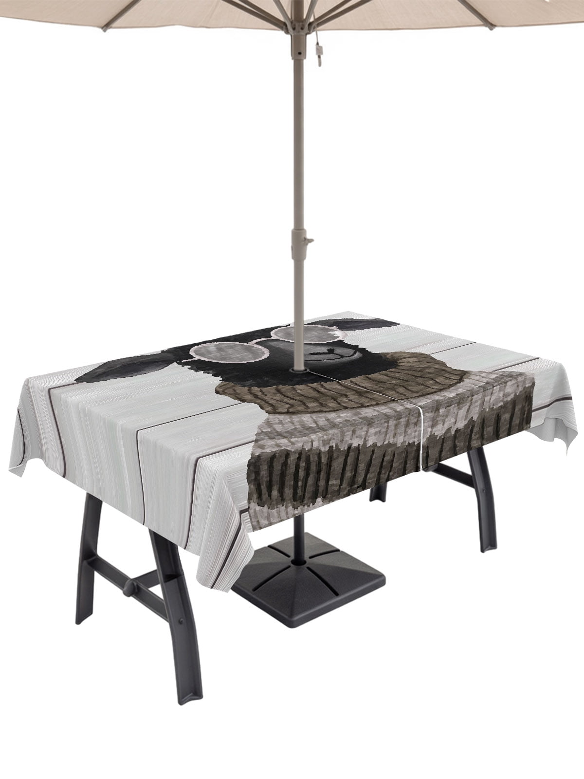 Black Sheep Rectangle Outdoor Tablecloth with Umbrella Hole Glasses ...