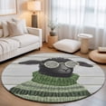 Black Sheep Round Living Room Rugs 7 ft, Glasses Green Sweater Wood ...