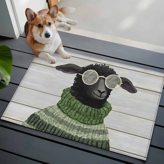 Black Sheep Small Area Rugs 2x3 Glasses Green Sweater Wood Grain Funny ...