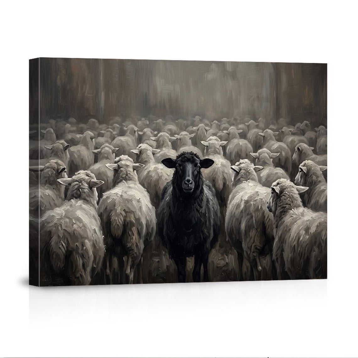 Black Sheep Standing Out From The Herd Farm Animal For Home Office ...