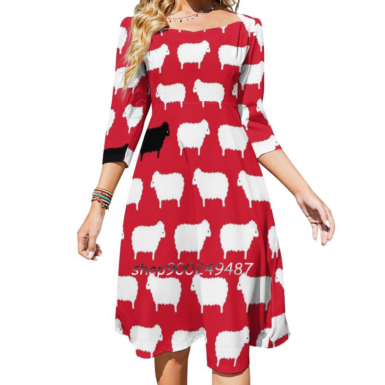 Black Sheep Sweater Pattern Evening Party Dresses Midi Sexy Dress ...