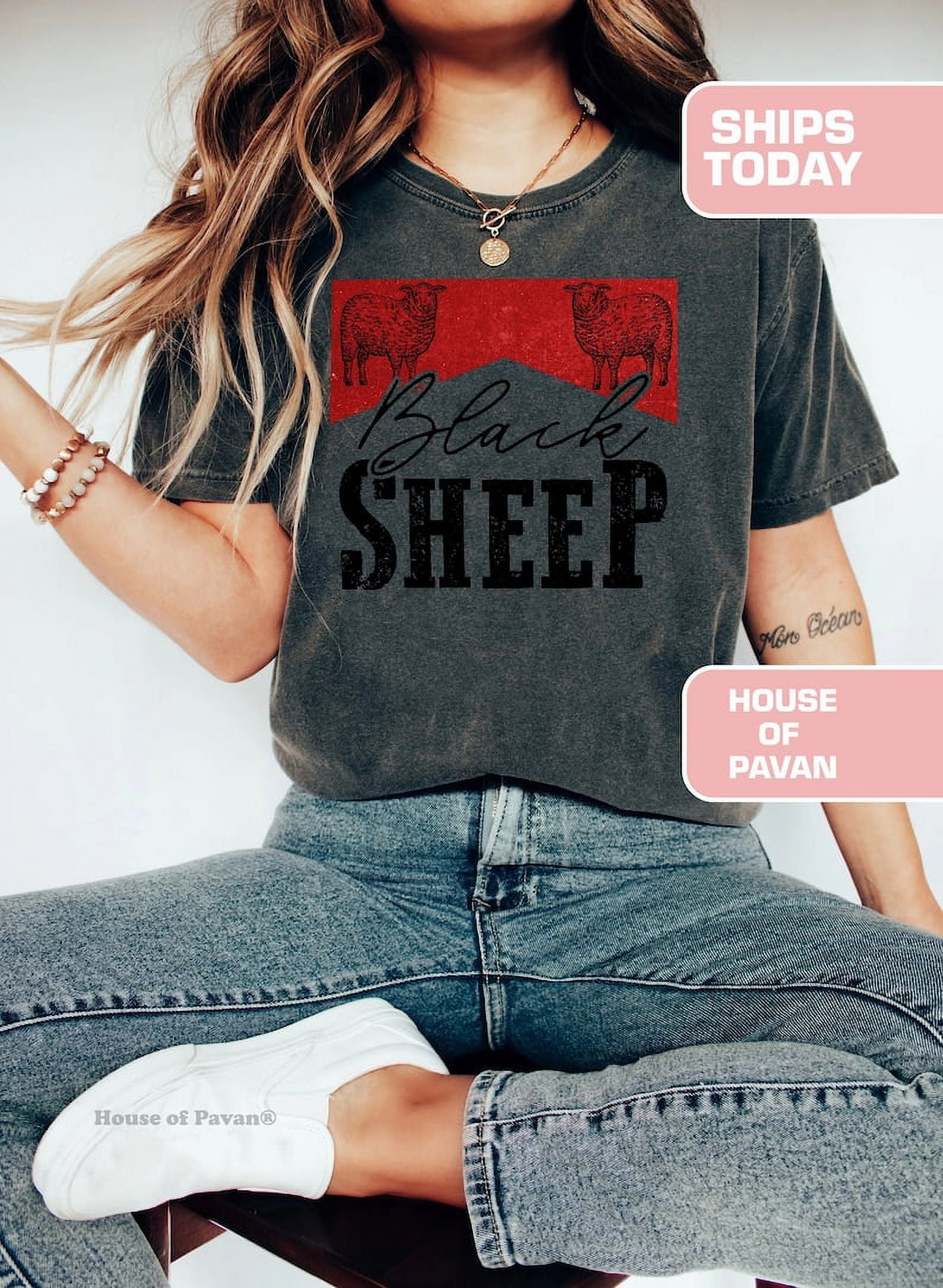 Black Sheep Western Tee, Vintage Inspired Rodeo Shirt, Retro Boho Top - Walmart.com