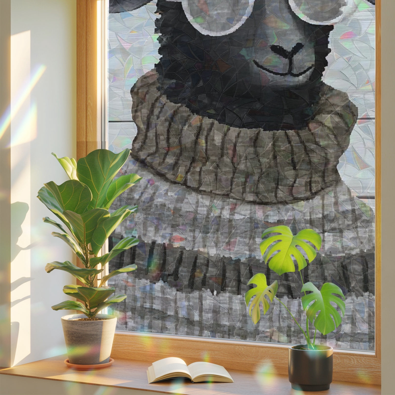 Black Sheep Window Privacy Film, Glasses Brown Sweater Wood Grain Funny ...