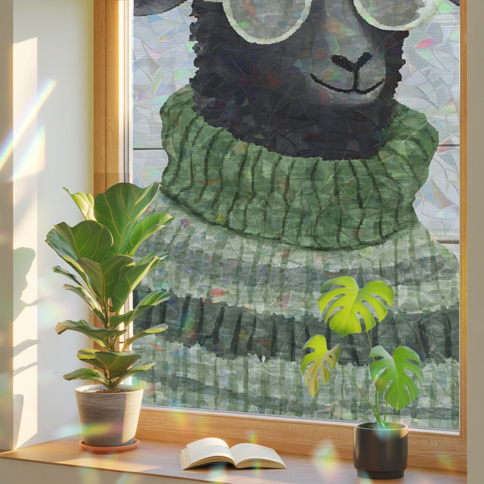 Black Sheep Window Privacy Film, Glasses Green Sweater Wood Grain Funny ...