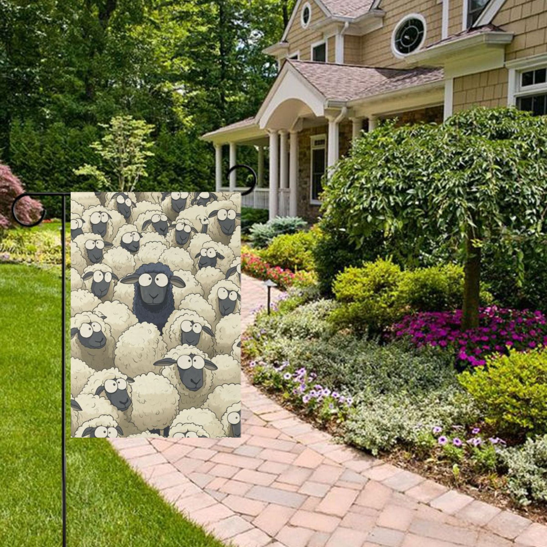 Black Sheep in A White Sheep Garden Flag 12x18 inch Double Sided ...