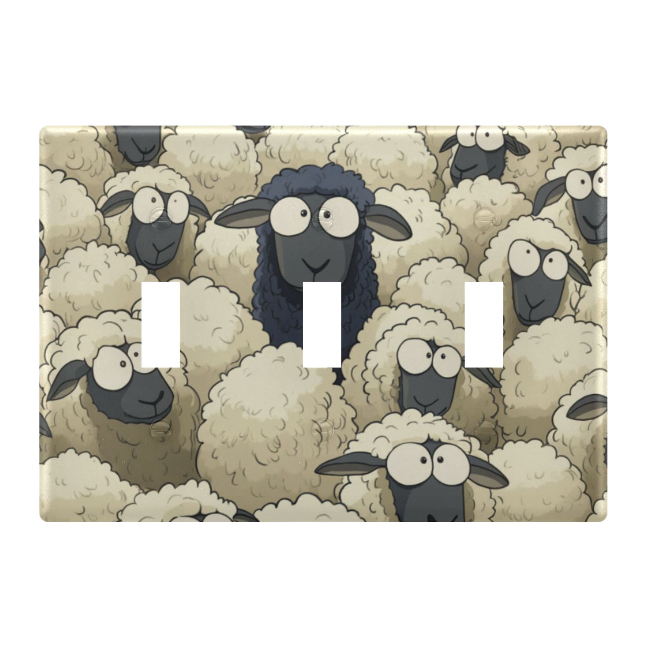 Black Sheep in A White Sheep Light Switch Cover Decorative 3 Gang Wall ...
