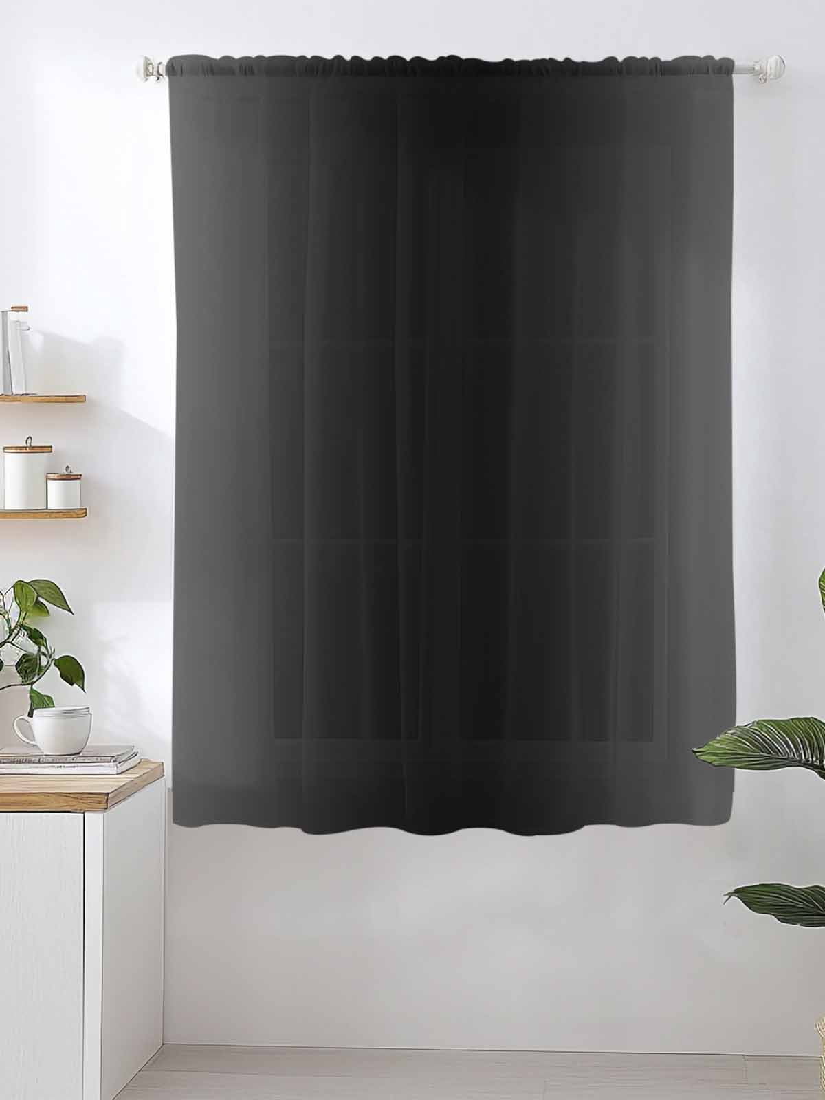 Black and Sheer Curtains 72 Inch Long 1 Panel Grey Gradient Light ...