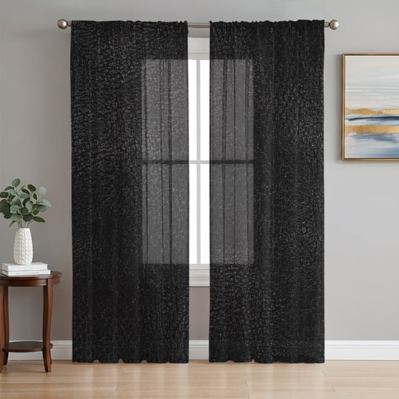 Black Sheer Curtains for Living Room Bedroom, Modern Minimalist Classic ...