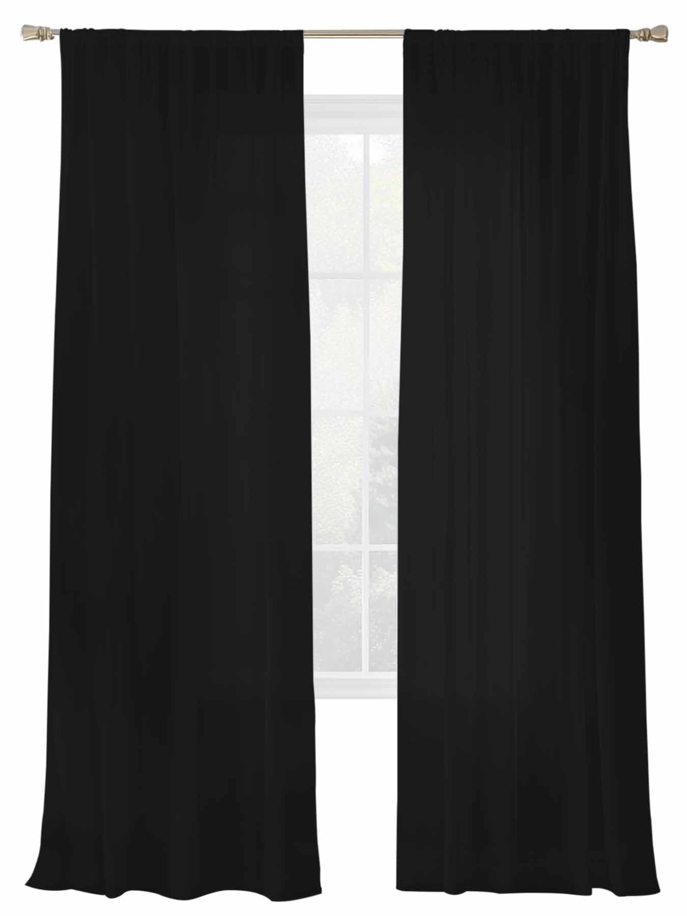 Black Sheer Curtains for Living Room Bedroom, Solid Color Light ...