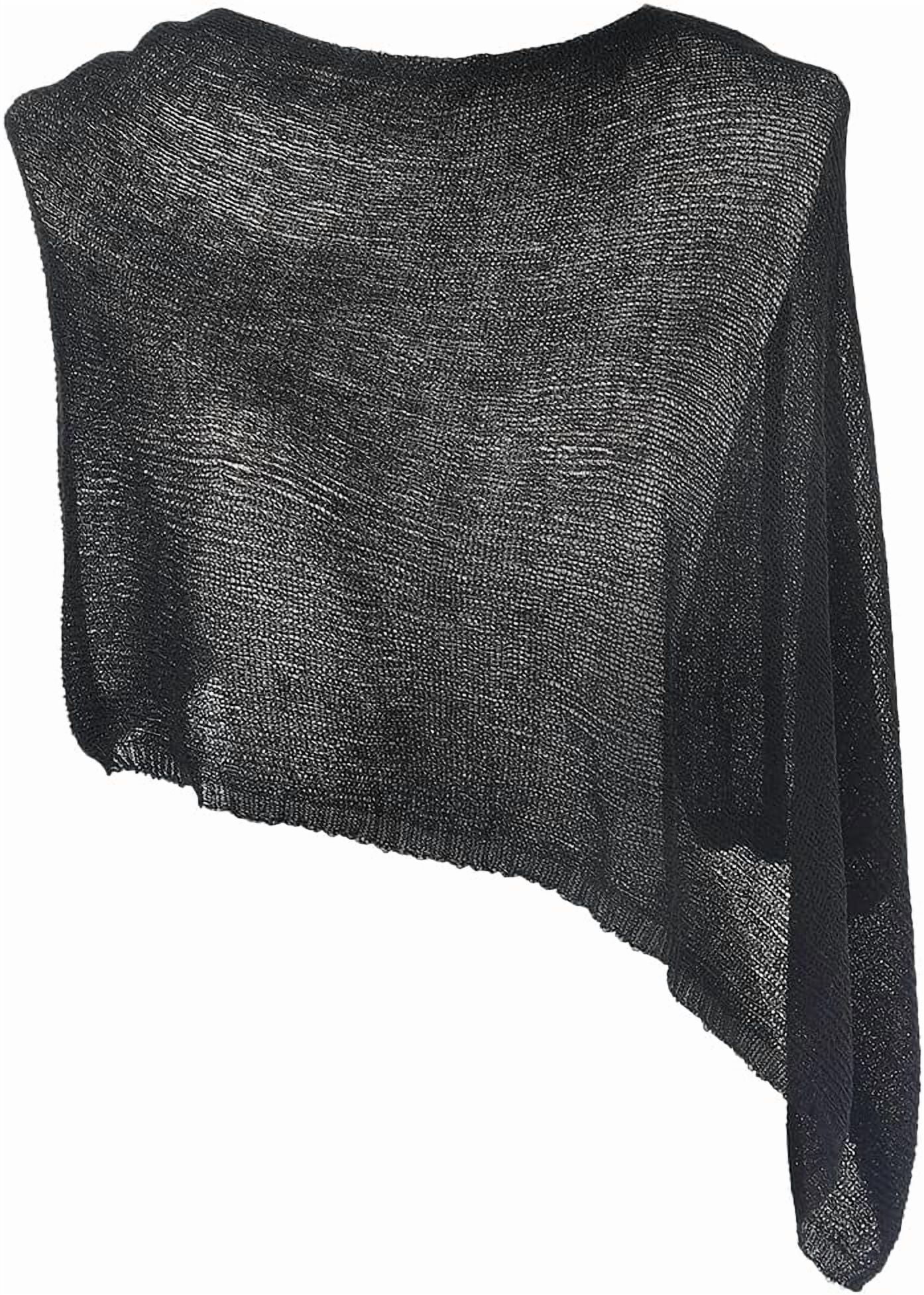 Black Sheer Poncho Shrug Bolero Soild Mesh Cotton Knit Summer Ponchos ...
