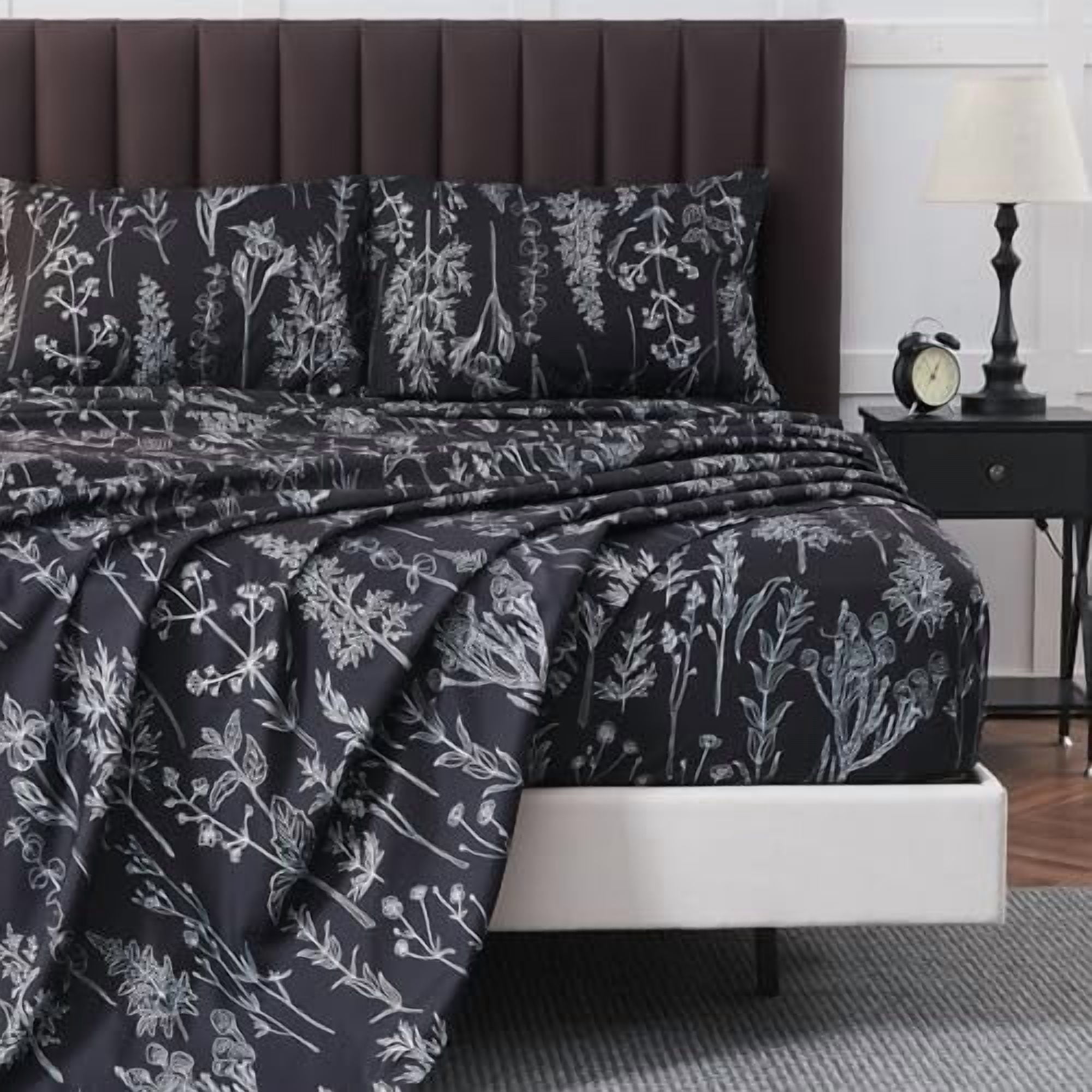 Black Sheets Queen,Deep Pocket Sheets, 1800 Thread Count Pattrn Bed ...