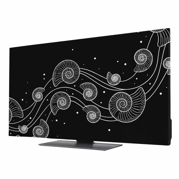Black Shell Coastal TV Cover for 40 Inch Screen, Stretch Fabric ...