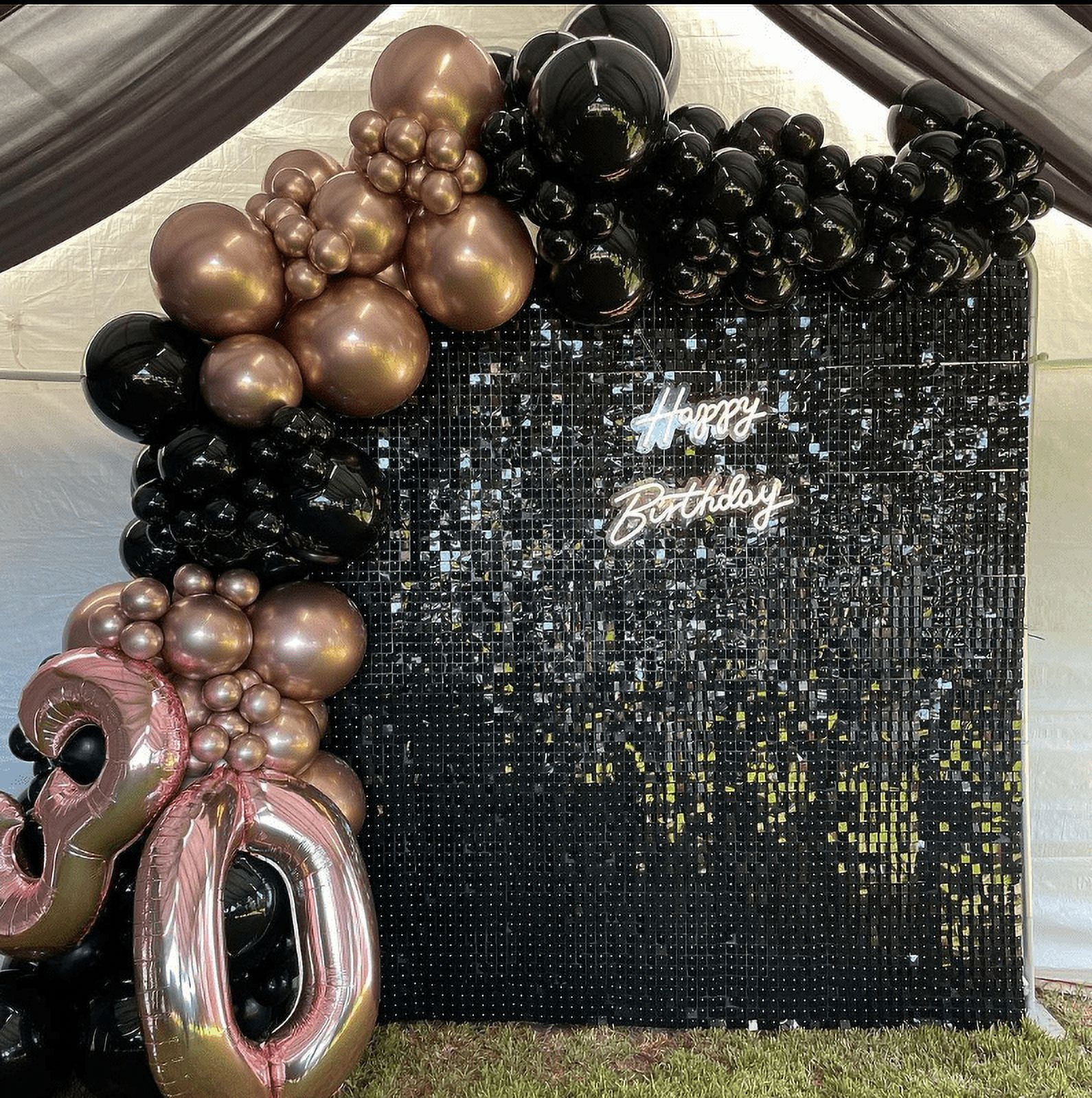 Black Shimmer Wall Backdrop Panel - Birthday, Anniversary , Wedding ...