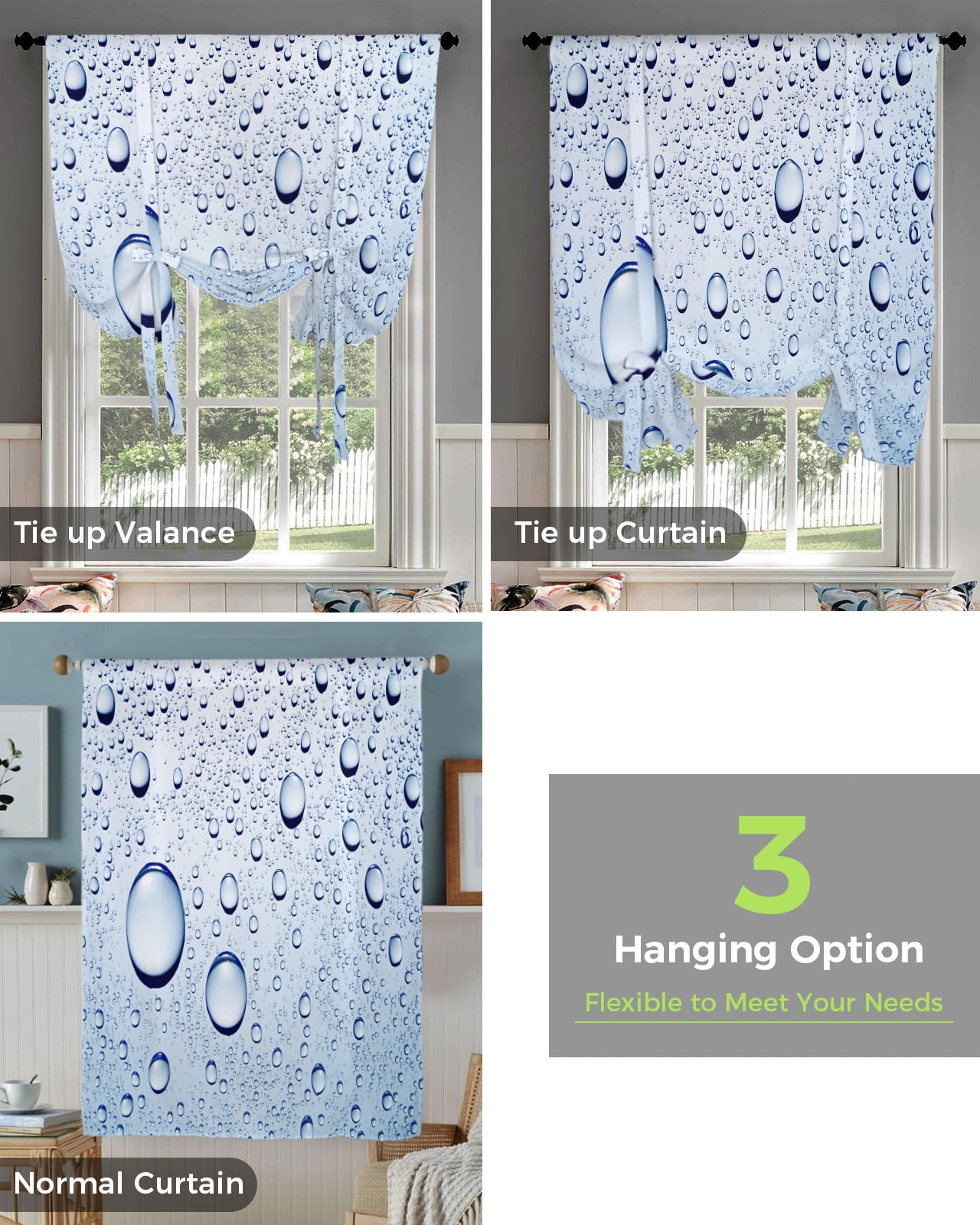 Black Shiny Droplet Texture Window Curtain for Living Room Bedroom ...
