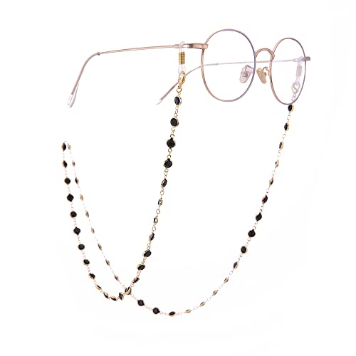 Black Shiny Rhinestone Eyeglass Chain For Women Crystal Beads Sunglasses Strap Holder Mask