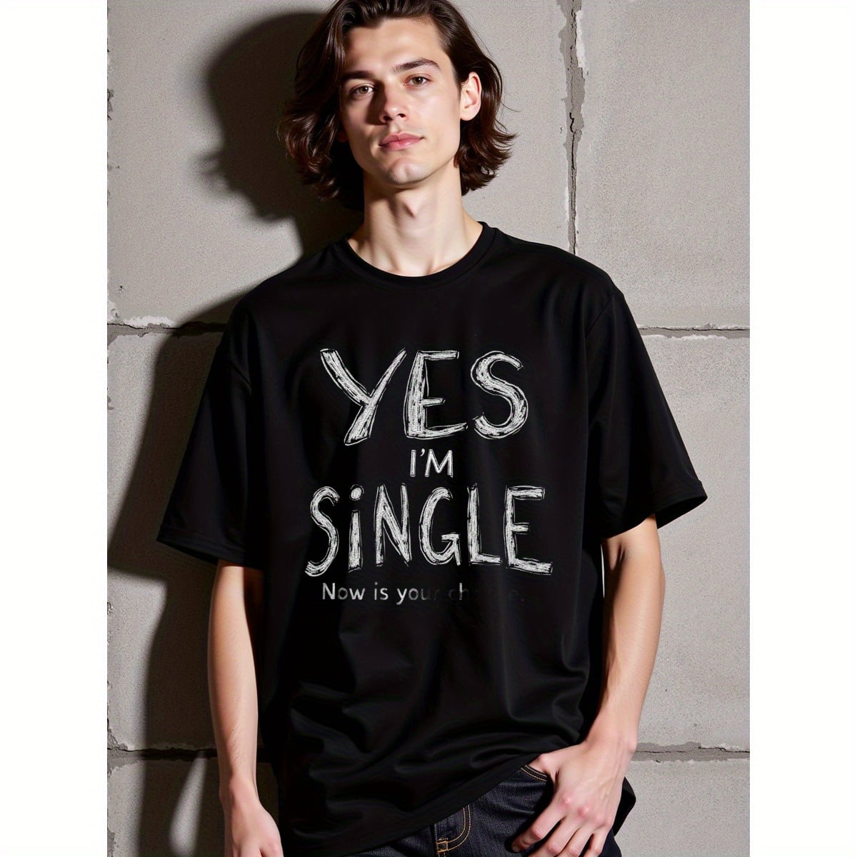 Black Shirt, Grey Shirts for Men, Bold Yes, I'm Single Graphic Tee for ...