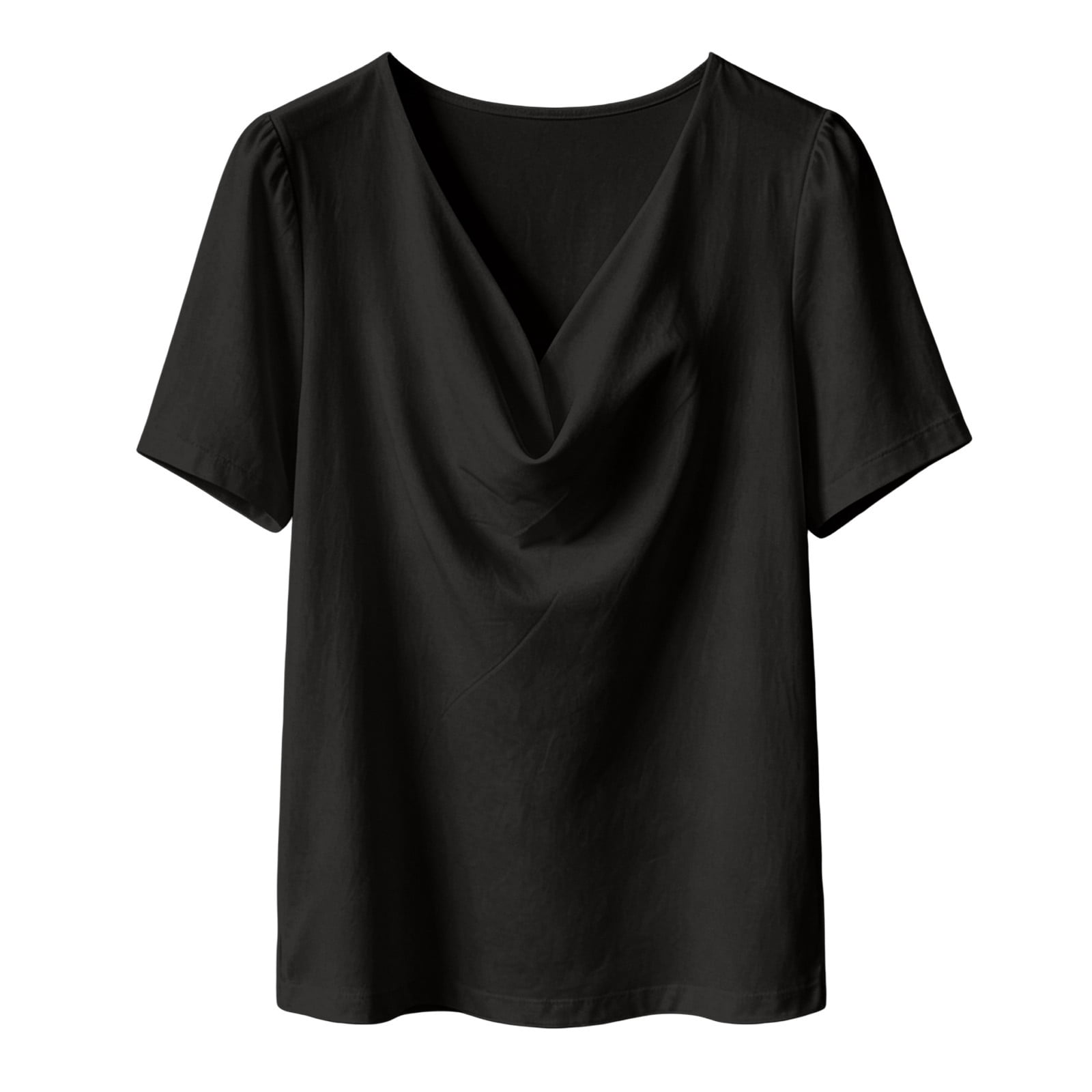 Black Shirts for Womens Tops Casual Clothing 2026 Summer Cowl Neck ...