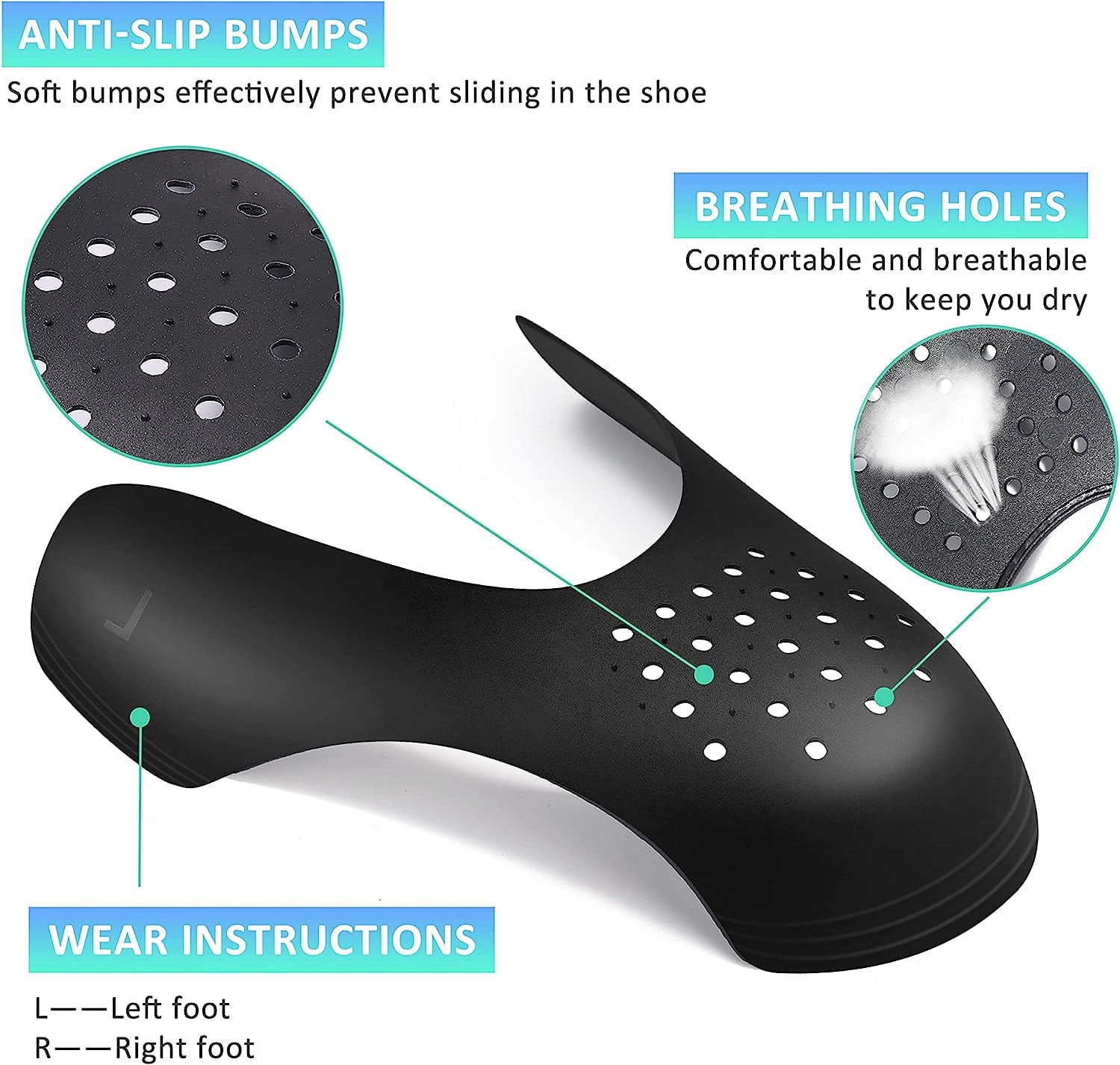 [ Black ] Shoe Crease Protector Inserts for Men's Sneakers - Compatible ...